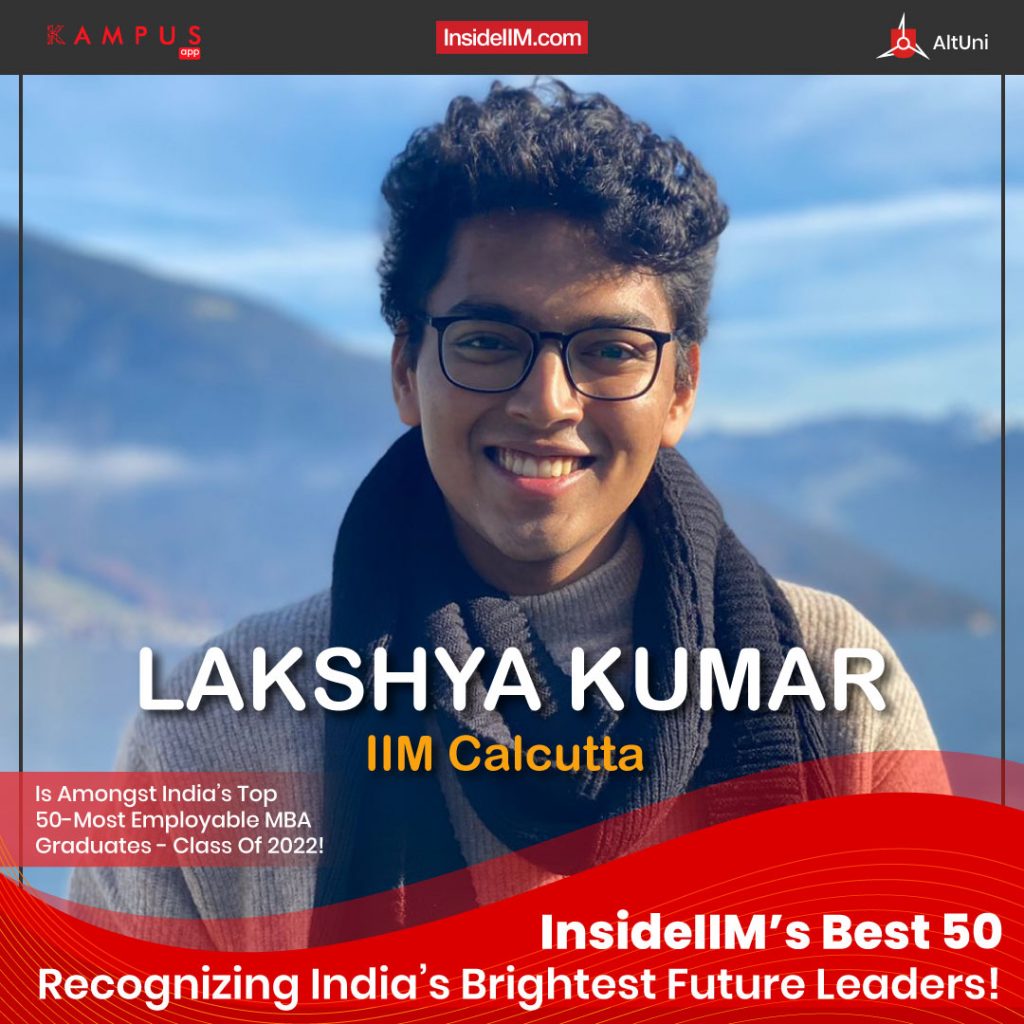 Lakshya Kumar, IIM Calcutta - India's Most Employable MBA Graduate, Co' 22 - InsideIIM