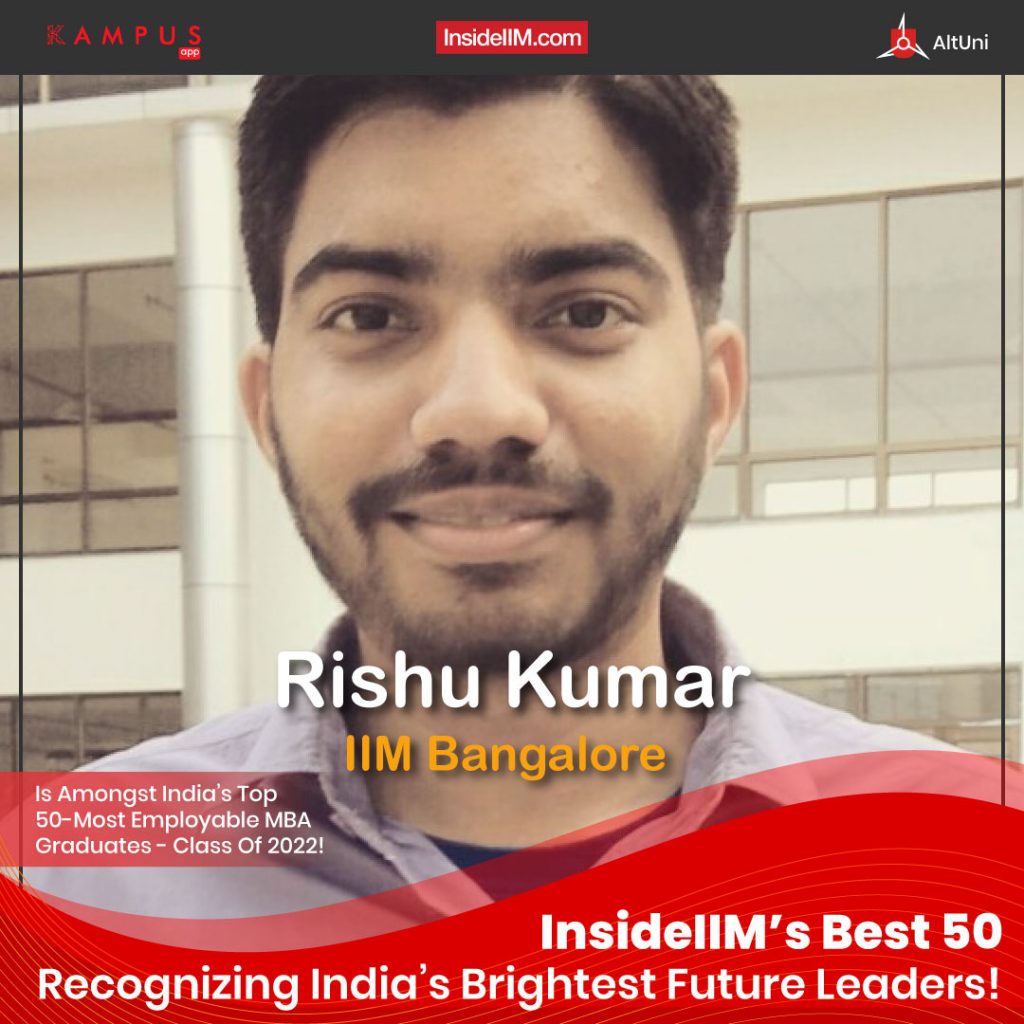 Rishu Kumar, IIM Bangalore - India's Most Employable MBA Graduate, Co' 22